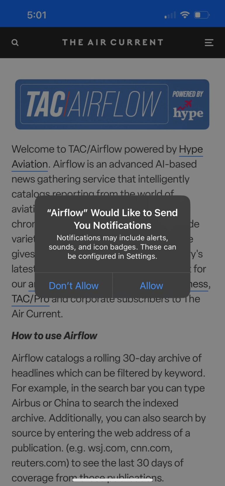The Air Current & Airflow Desktop, Mobile Web App and Notifications ...
