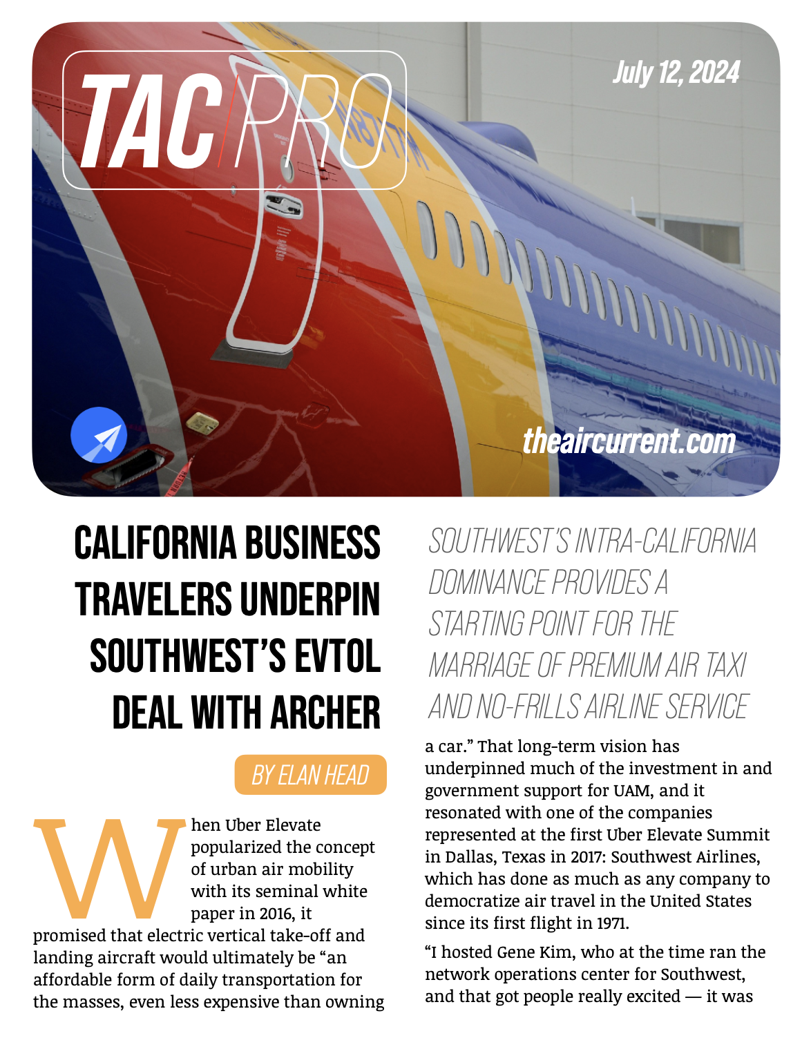 California business travelers underpin Southwest’s eVTOL deal with ...
